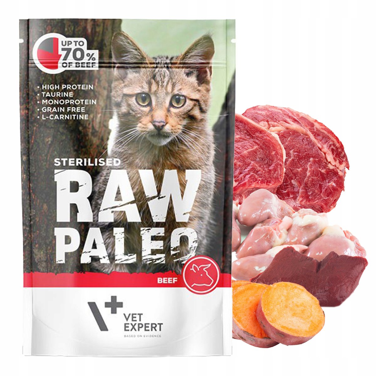RAW PALEO STERILISED Mono karma dla kota mokra Wołowina 100g bezzbożowa - RAW PALEO | Sklep ...