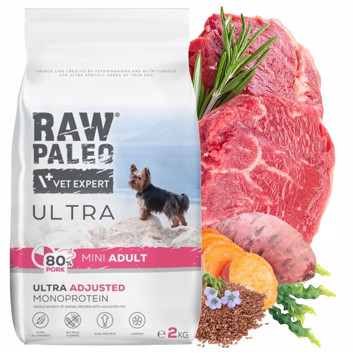 RAW PALEO ULTRA MINI Adult Wieprzowina karma sucha dla psa 2 kg bezzbożowa - RAW PALEO | Sklep ...