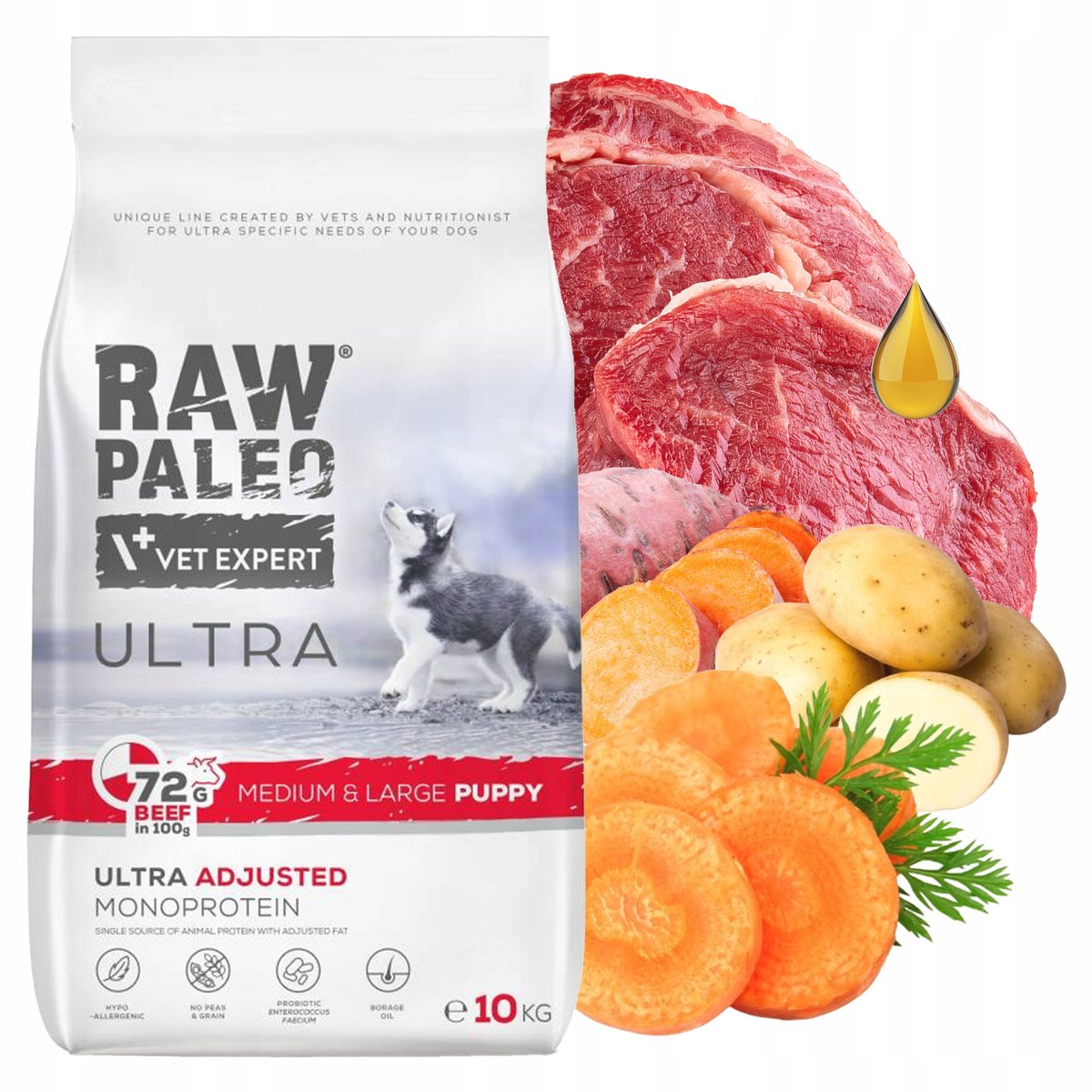 Raw Paleo Ultra Puppy Medium&Large Wołowina Karma Sucha Dla Szczeniąt 10Kg - RAW PALEO | Sklep ...