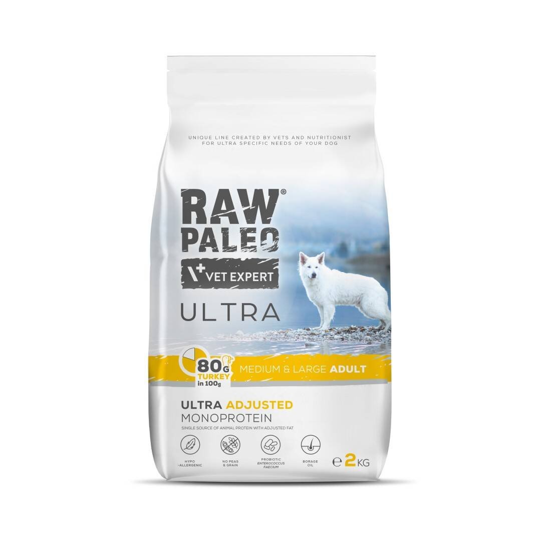 Raw Paleo Ultra Turkey Medium & Large Adult 2kg Monoproteinowa Sucha ...