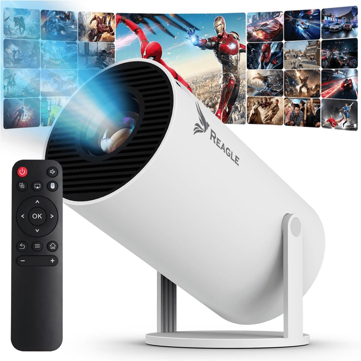 REAGLE RZUTNIK MINI PROJEKTOR ANDROID 13 PRZENOŚNY FULL HD 4K SMART 2GB RAM v2025 - Reagle ...