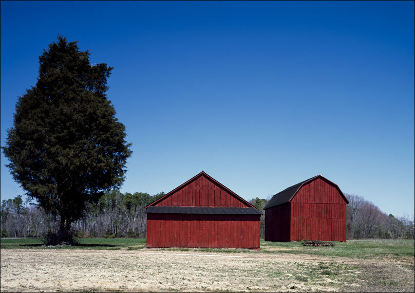 Red barns ion a tidy Amish farm in St. Mary’s County, Maryland., Carol Highsmith - plakat 70x50 ...