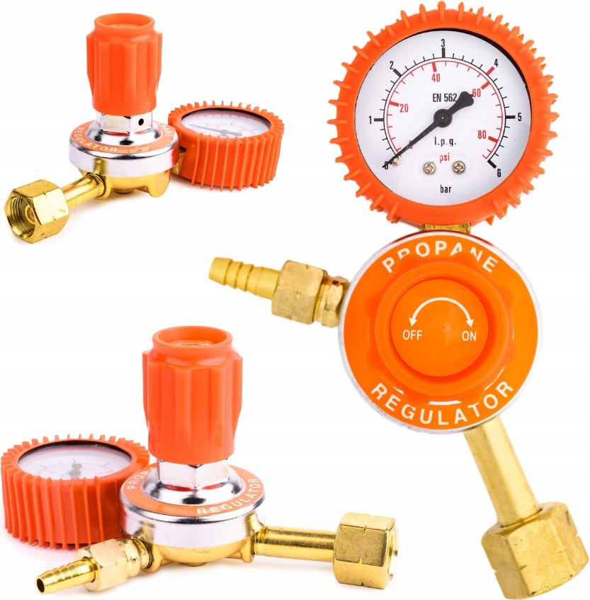 REDUKTOR BUTLOWY NA WĄŻ GAZOWY PROPAN BUTAN GAZU BUTLI 11 KG MANOMETR ...