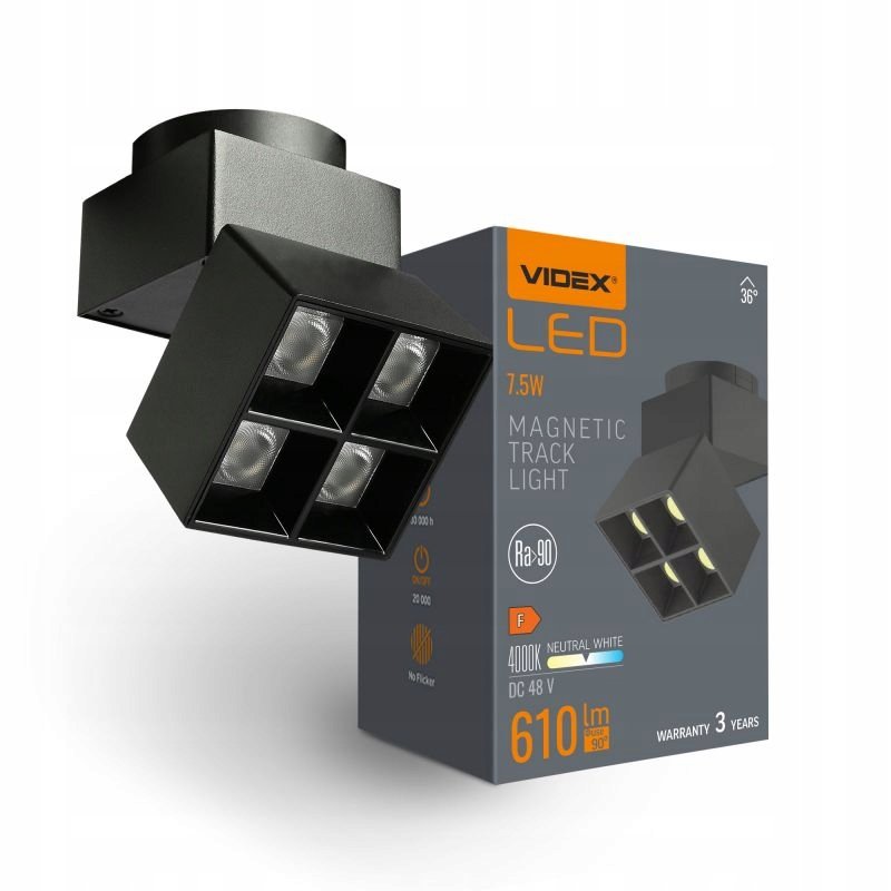 Reflektor Spot LED 7.5W 4000K 48V do szyny magnetycznej VIDEX VL-TRMS ...