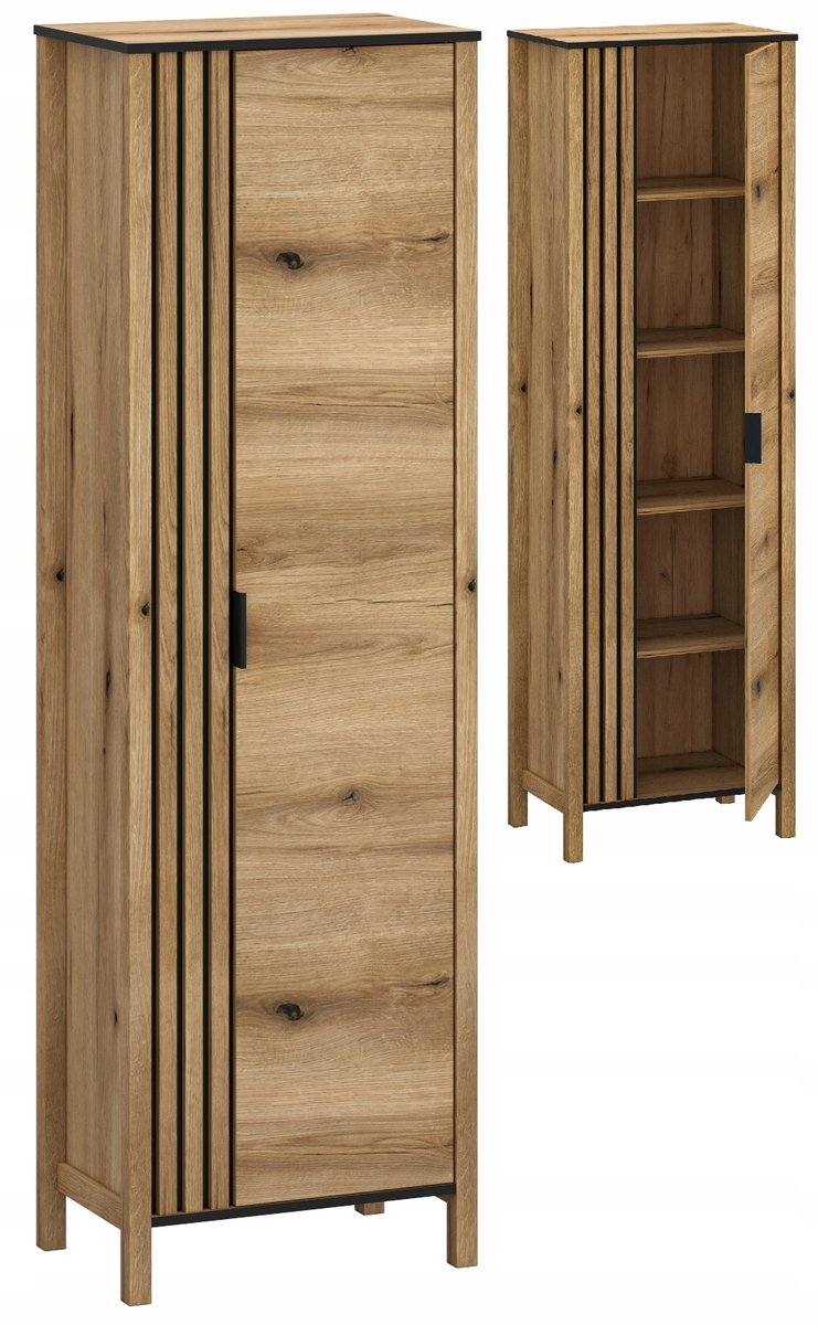 Regał Wysoki Zamknięty Jednodrzwiowy Biurowy z Półkami Dąb Evok Helix ...