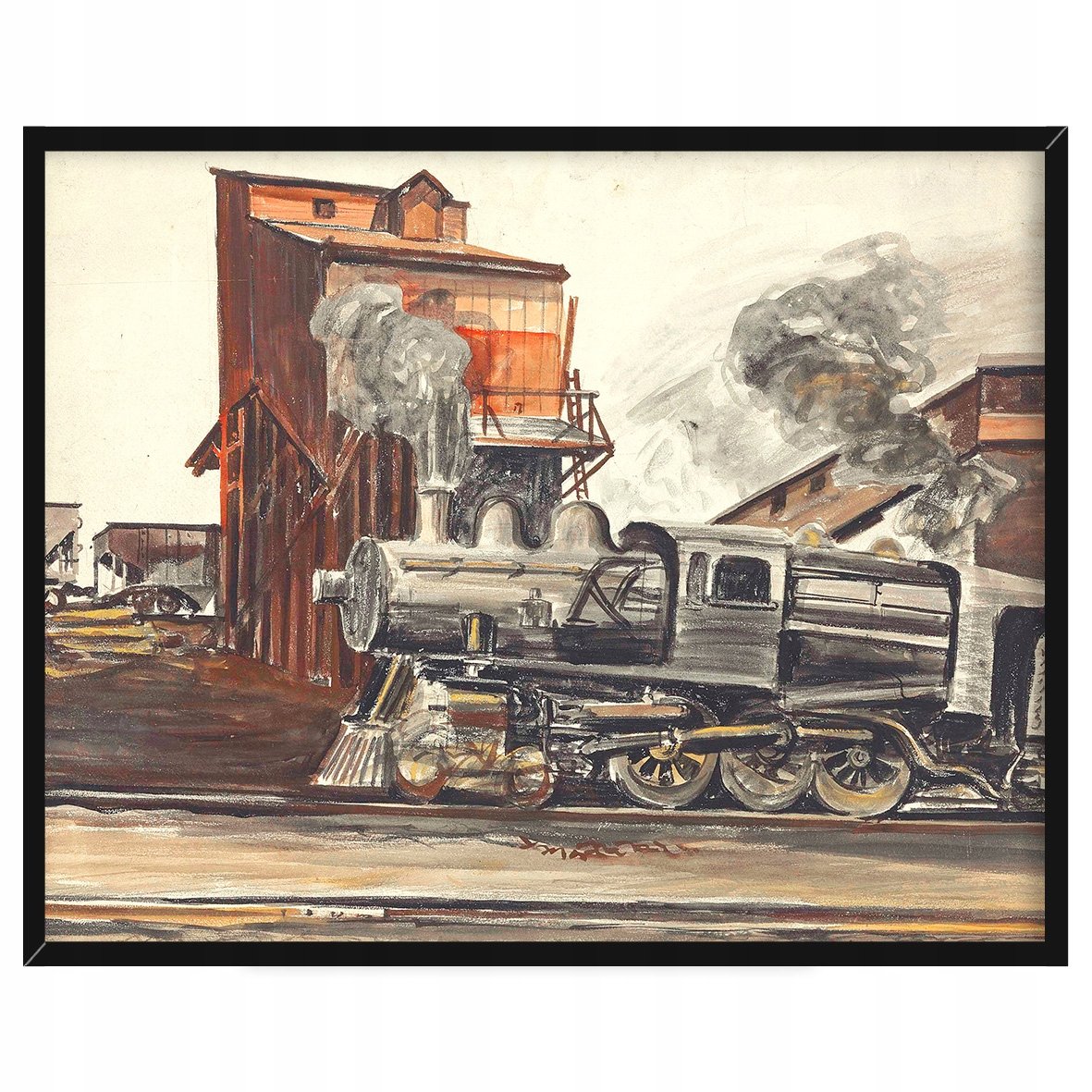 Reginald Marsh Lokomotywa OBRAZ 40x50 - Inna marka | Sklep EMPIK.COM