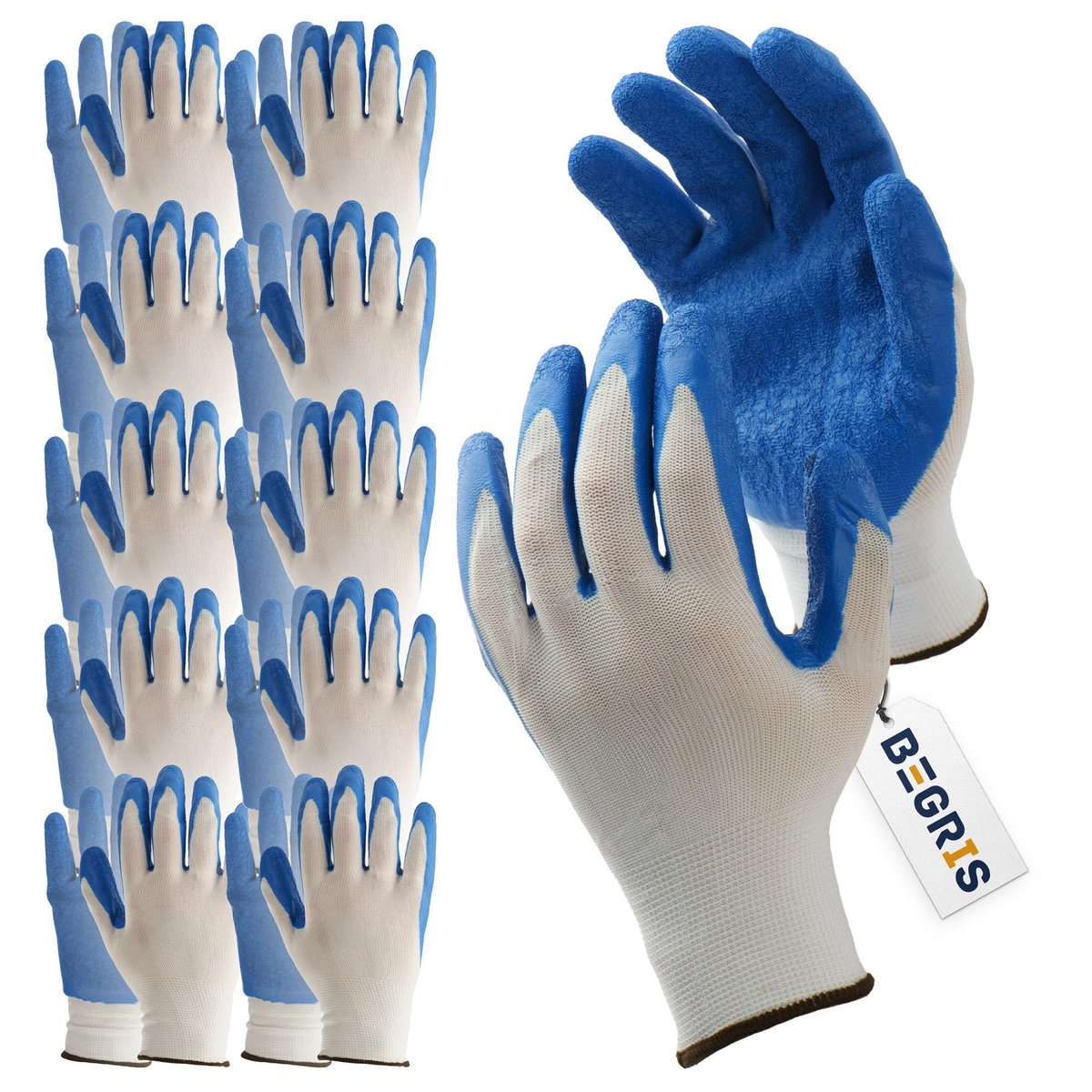 RĘKAWICE ROBOCZE ROZ 10 LATEX RĘKAWICZKI OCHRONNE NIEBIESKIE LATEKS 10 ...