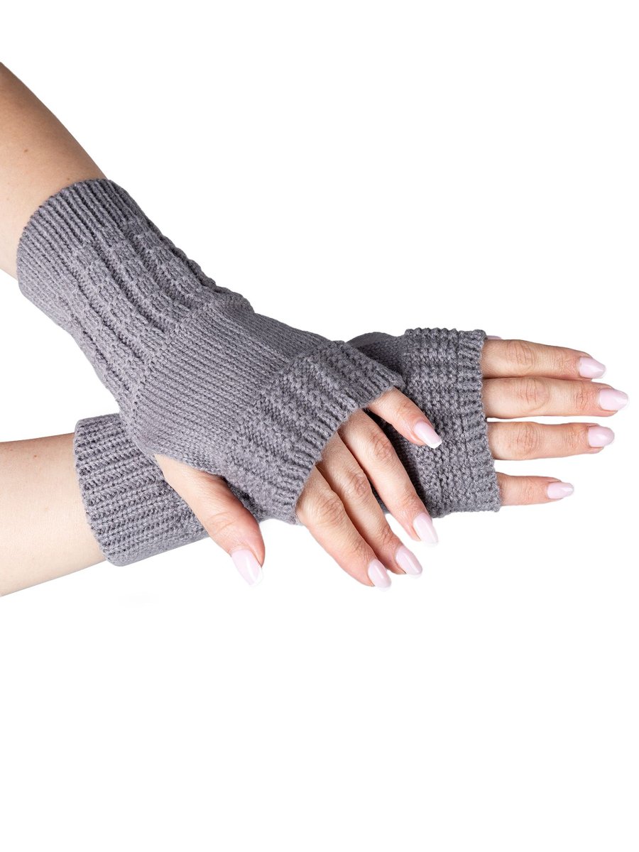 Rękawiczki damskie mitenki kostka szare długie Uniwersalny YOCLUB ...