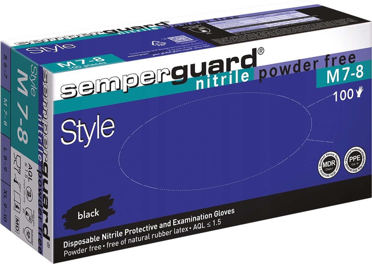 Rękawiczki nitrylowe jednorazowe Semperguard SEM-STYLE B r. XL | Sklep EMPIK.COM