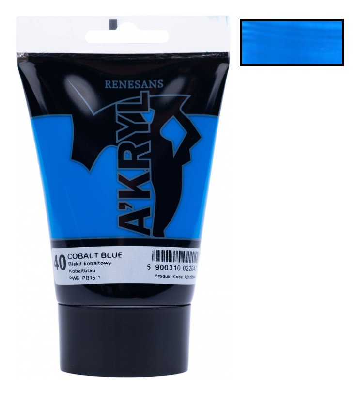Renesans Farba Akrylowa W Tubie 100Ml Błękit Kobaltowy Nr.40 - Renesans ...