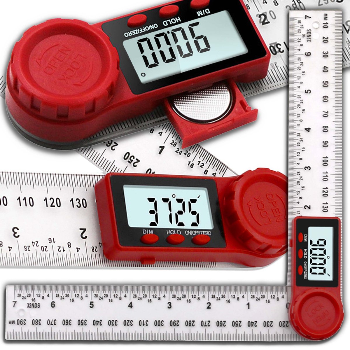 RENEW FORCE Kątomierz Elektroniczny Cyfrowy Kątownik 200mm 360° Stopni ...