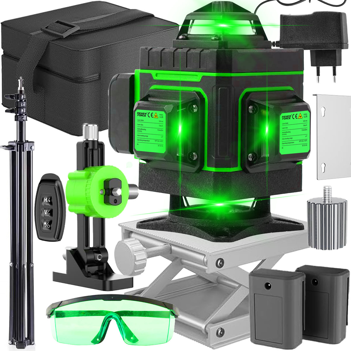 RENEW FORCE POZIOMICA LASEROWA PŁASZCZYZNOWA LASER KRZYŻOWY 4D 16 LINII ...