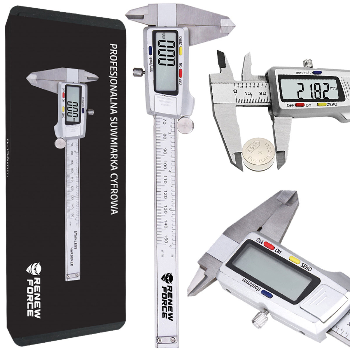 RENEW FORCE Suwmiarka elektroniczna ZE STALI NIERDZEWNEJ Cyfrowa ...