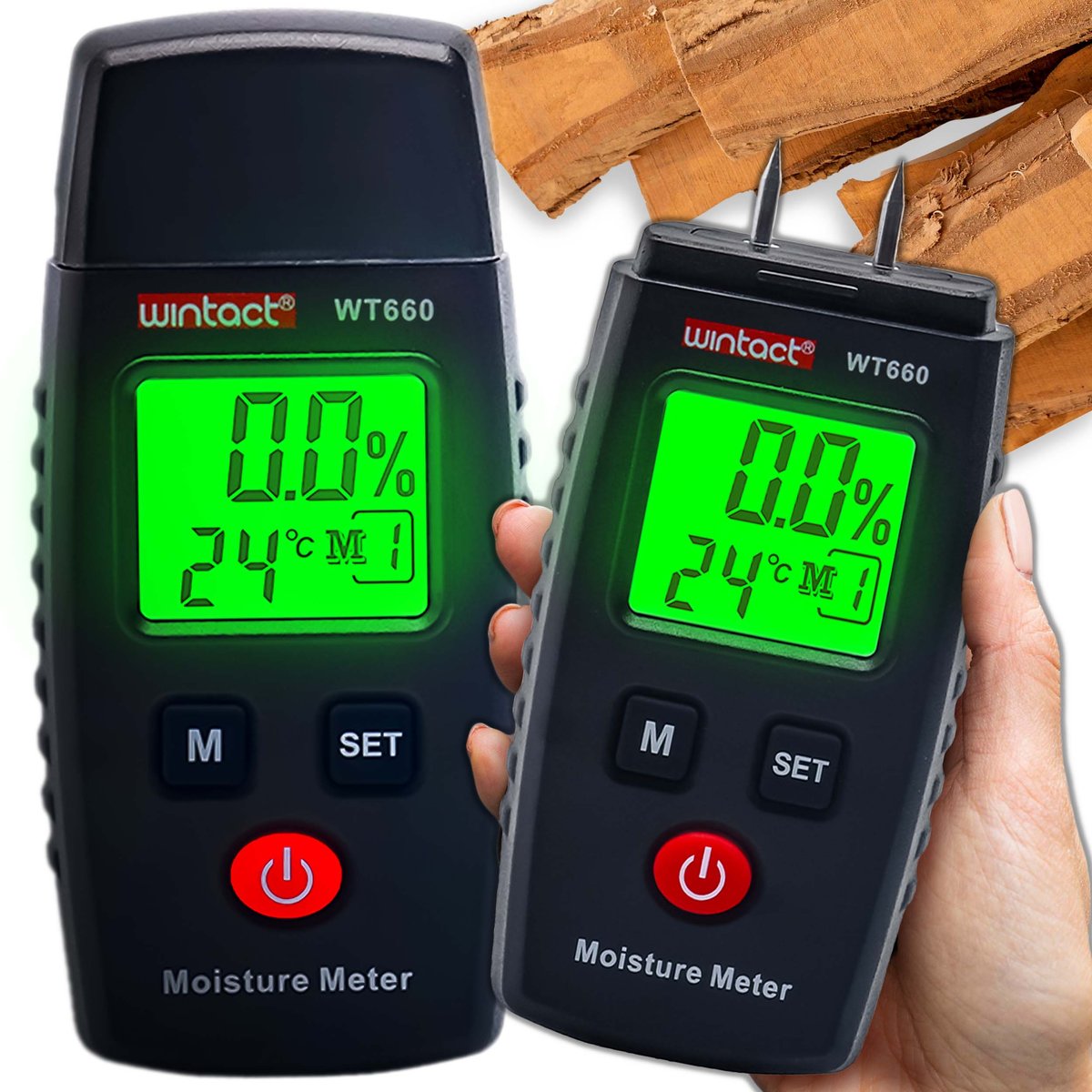 RENEW FORCE Wilgotnościomierz Miernik Wilgotności Drewna Betonu Cegły ...