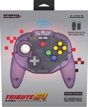 Retro-Bit Tribute64 2.4G Pad PC Switch N64 Purple - Inny producent ...