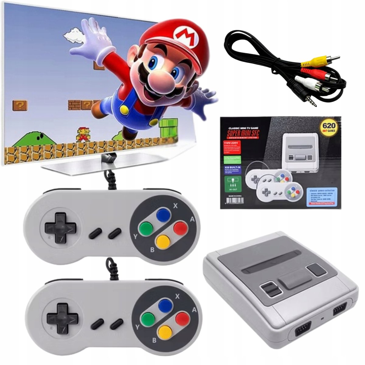 Retro mini konsola do gier z 620 grami mini pegasus 8 bit 2 pady TV AV ...