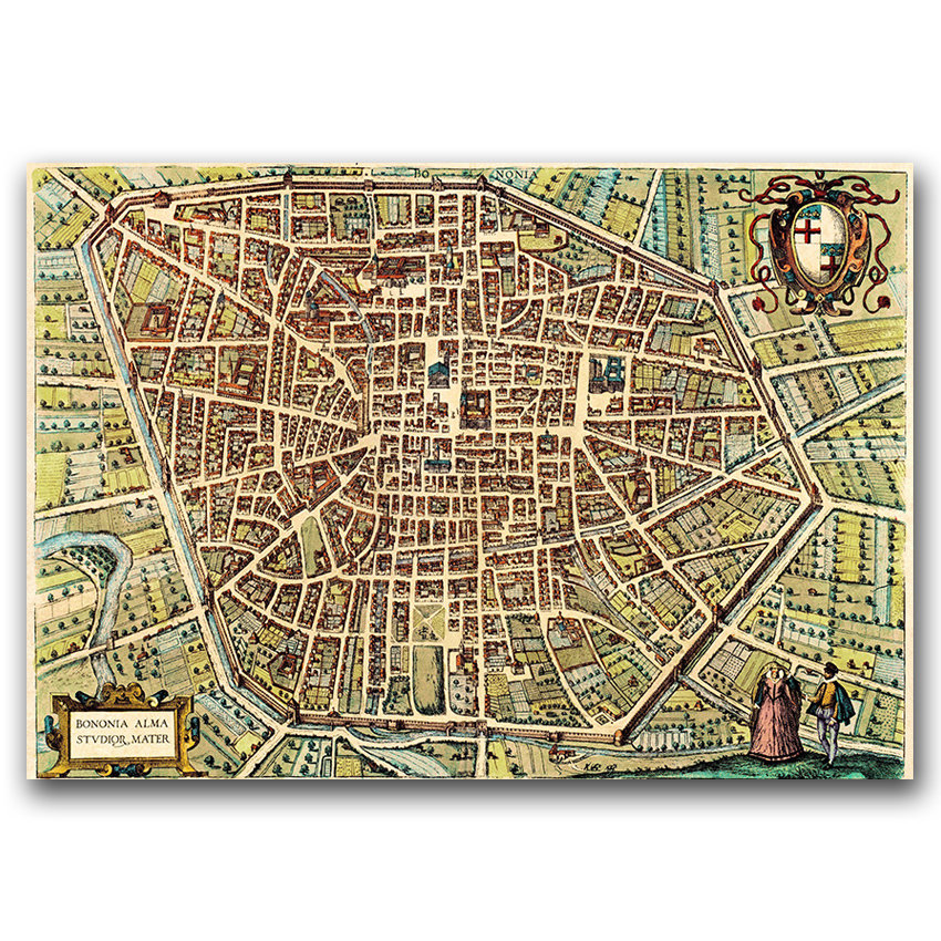 Retro plakat Stara mapa Bononia Alma A3 40x30 cm - Vintageposteria ...