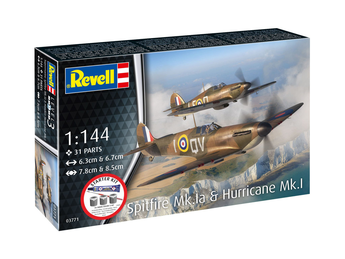 Revell Starter Kit 1 144 Spitfire Mk.Ia Hurricane Mk.I Rev-73771 ...