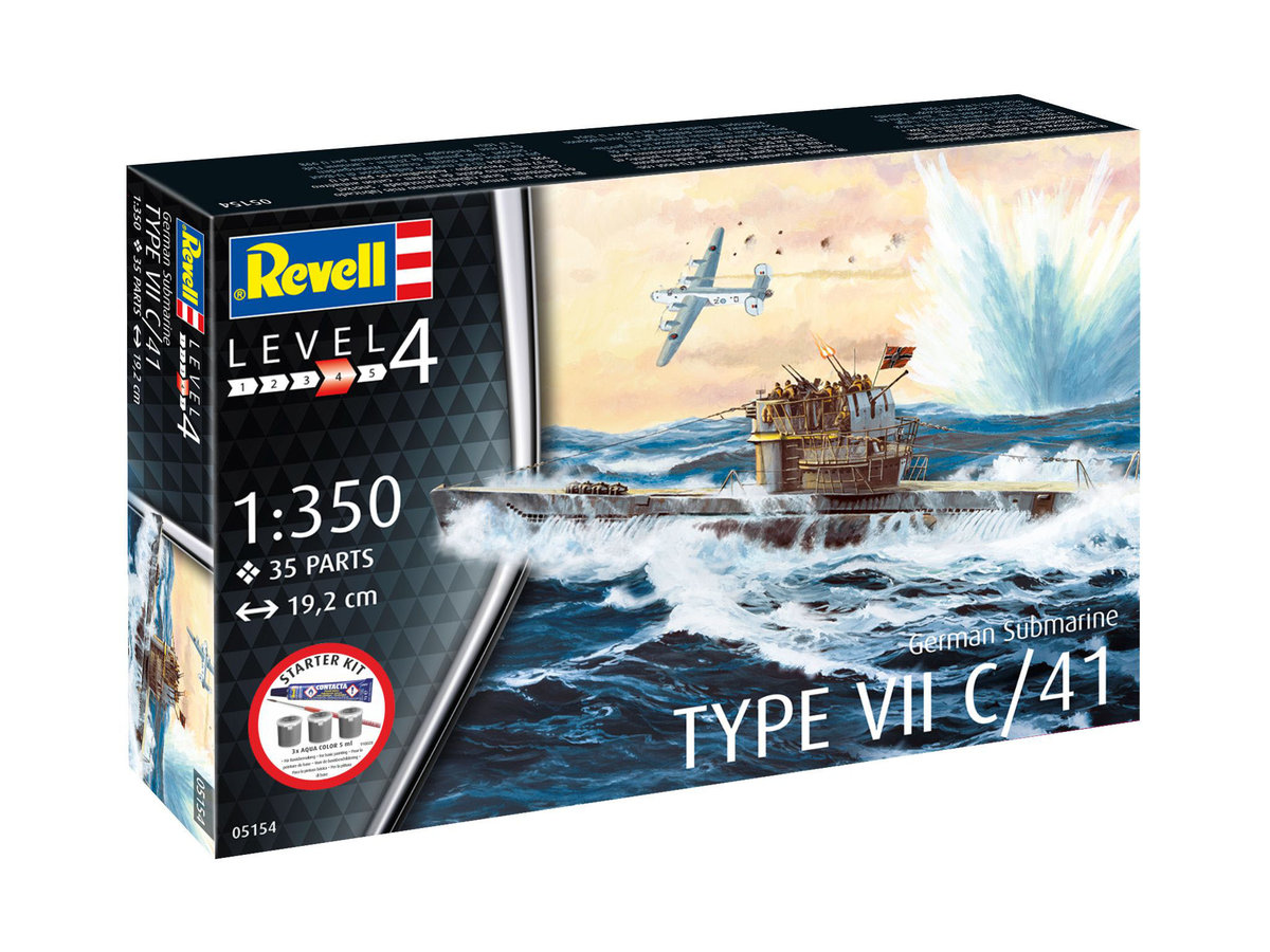 Revell Starter Kit 1 350 German Submarine Type Vii C-41 Rev-75154 ...