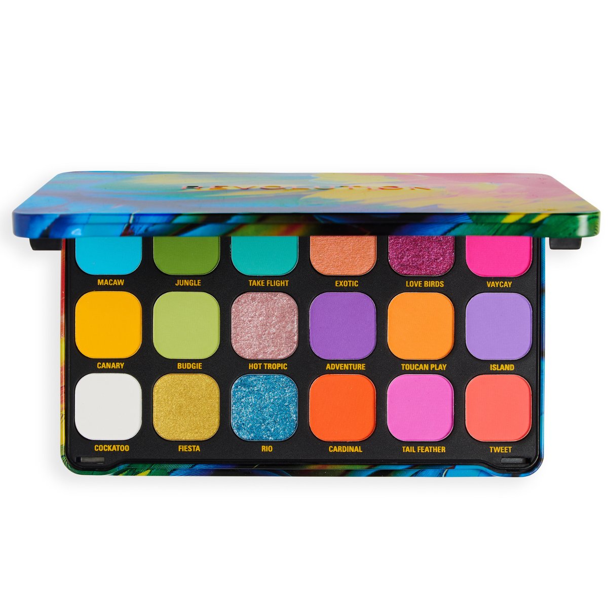 REVOLUTION PALETA 18 CIENI DO POWIEK KOLOROWE MATY BŁYSKI BIRD OF ...