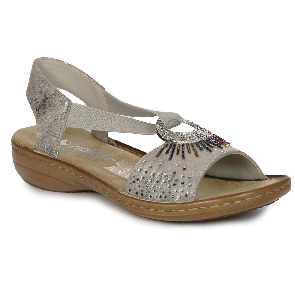 Rieker Sandały damskie Srebrne-39 - Rieker | Sport Sklep EMPIK.COM