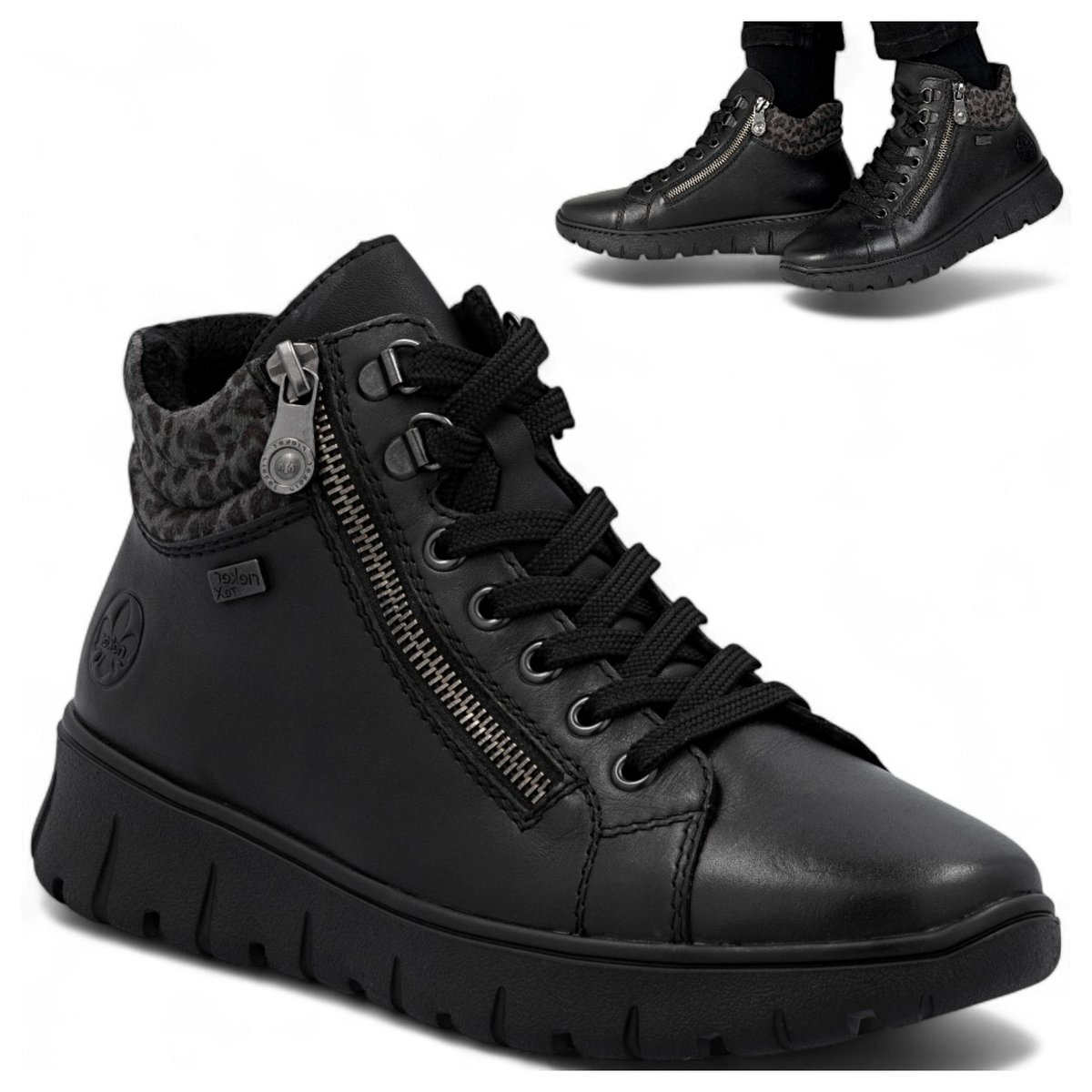 Rieker SKÓRZANE Sneakersy Damskie na Platformie Wygodne Półbuty ...