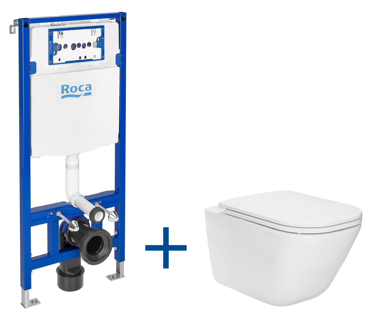 Roca Gap Round miska WC wisząca Rimless z deską slim i stelaż ...