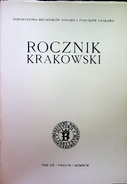 Rocznik Krakowski tom LIX rok 1993 - W opisie | Książka w Empik