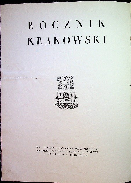 Rocznik Krakowski tom XXI Hans Suess z Kulmbachu 1927r. - W opisie ...