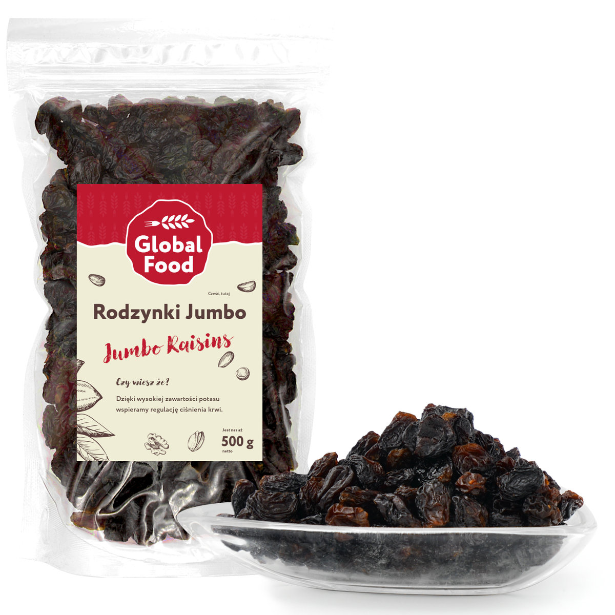 Rodzynki Thompson Jumbo 500G (0,5 Kg) Duże Naturalne - Global Food ...