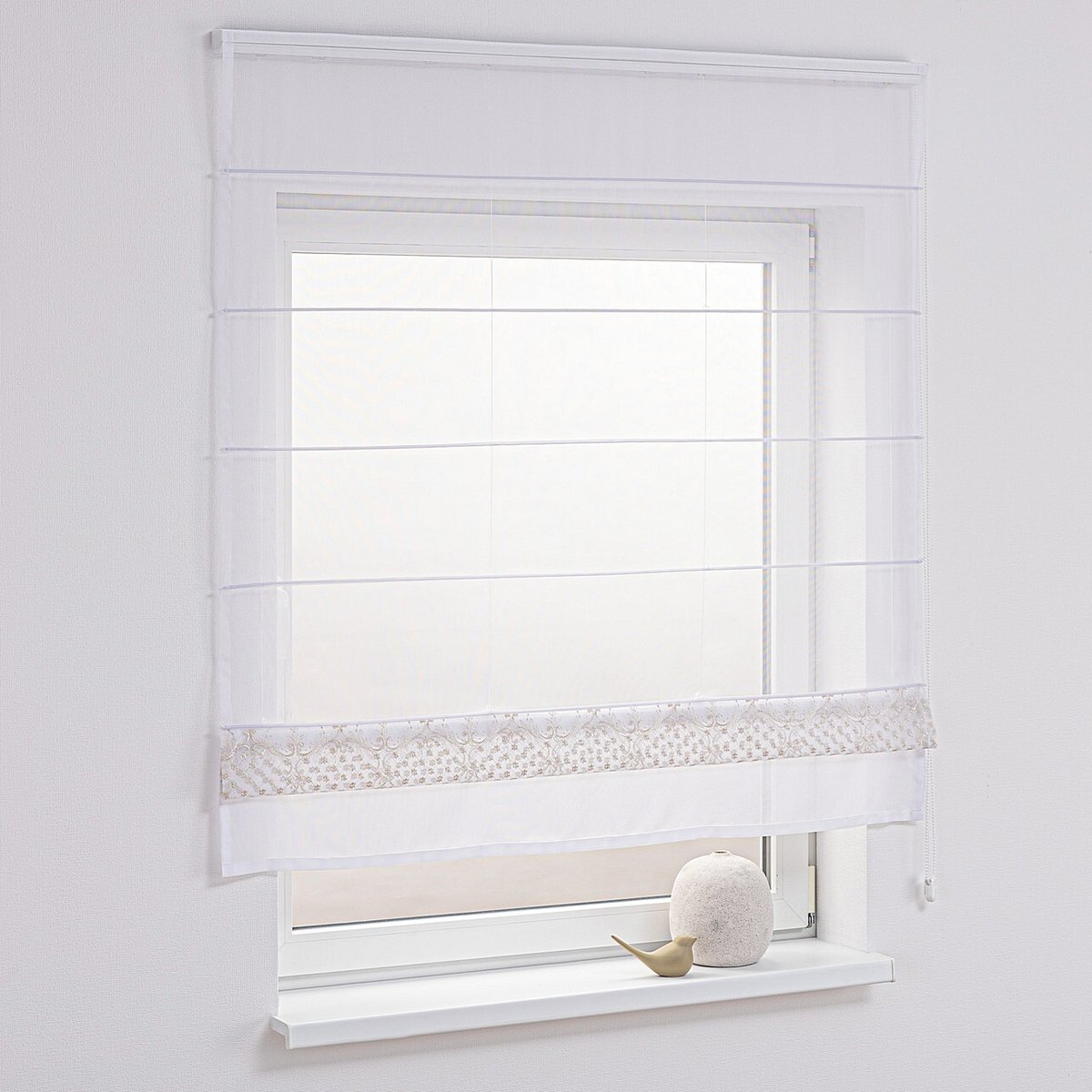 Roleta woalowa Modena, biały ze złotym wzorem, Woale i firany - Dekoria ...