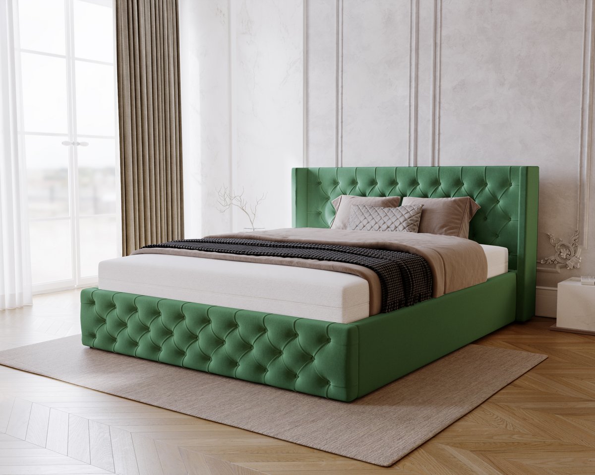 Rolia łóżko chesterfield 140x200 - z pojemnikiem i stelażem, łóżko ...