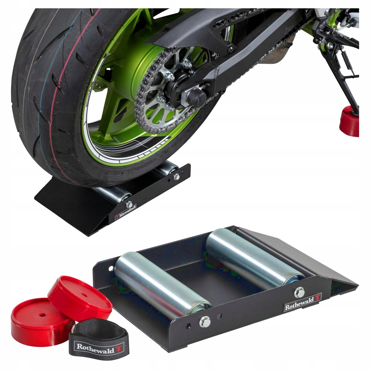 Rolki serwisowe pod tylne koło MOTOCYKLA najazd ROTHEWALD Solidne - HLO ...