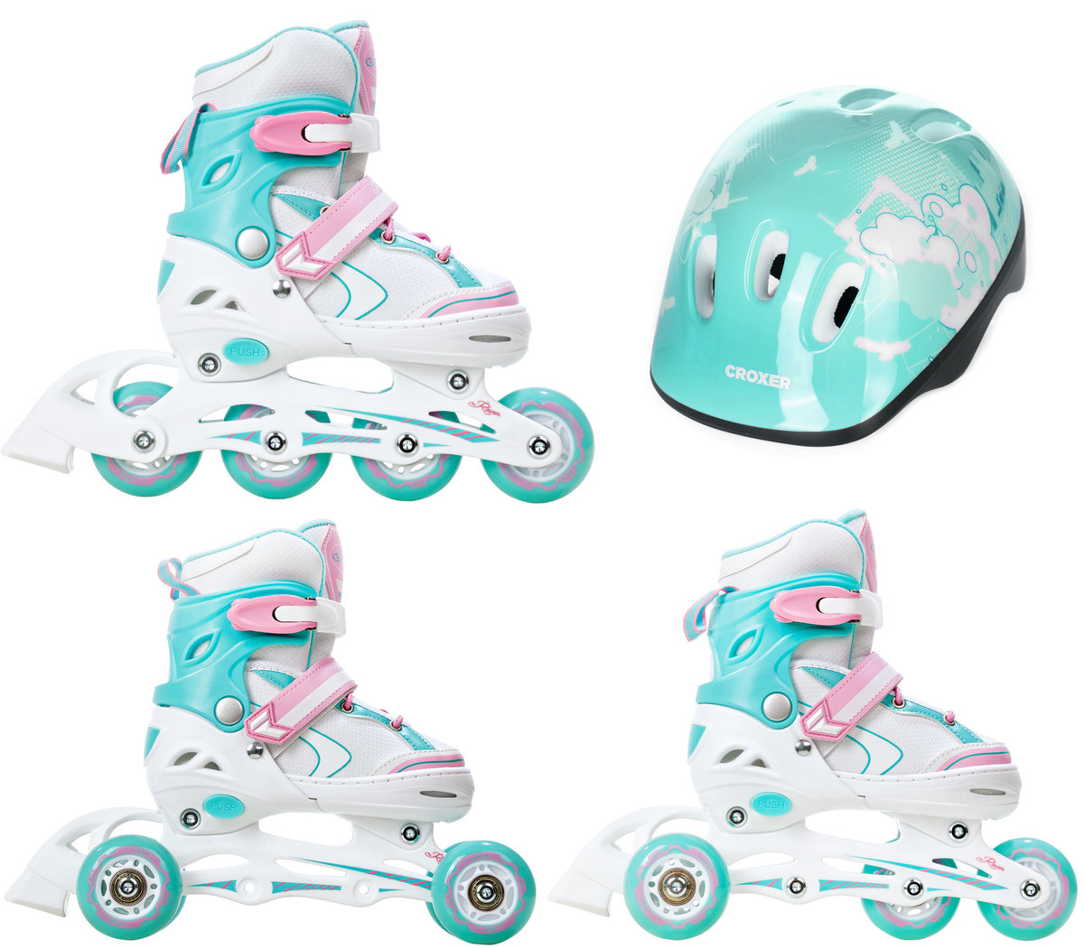 Rolko-Wrotki 3w1 Raven Lia 27-30 / Kask Croxer Dream Mint XS - Raven ...