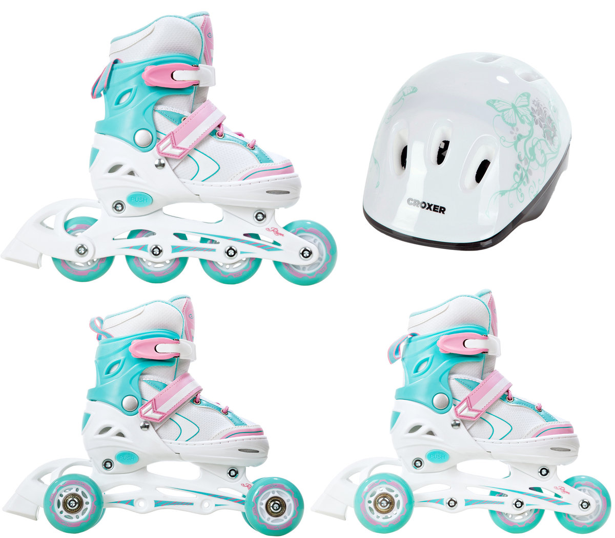 Rolko-Wrotki 3w1 Raven Lia 27-30 / Kask Croxer Silky Mint XS - Raven ...