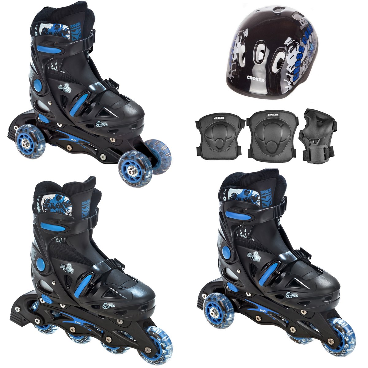 Rolko-Wrotki 3w1 RAVEN Singer Black/Blue 33-36 / Runner S / Gauss S ...