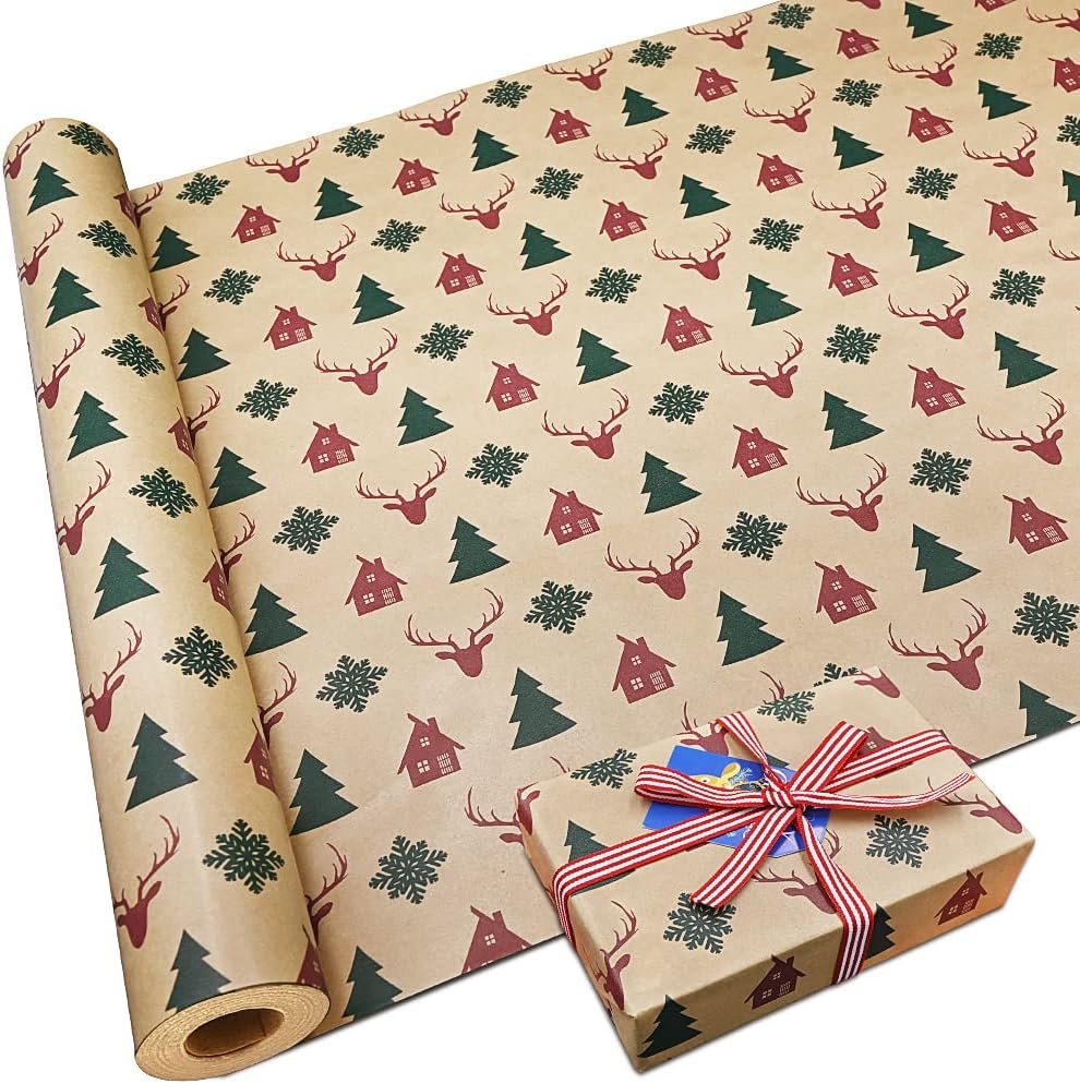 Roll Package Christmas Wrapping Paper,50cm*70cmKraft Wrapping Paper ...