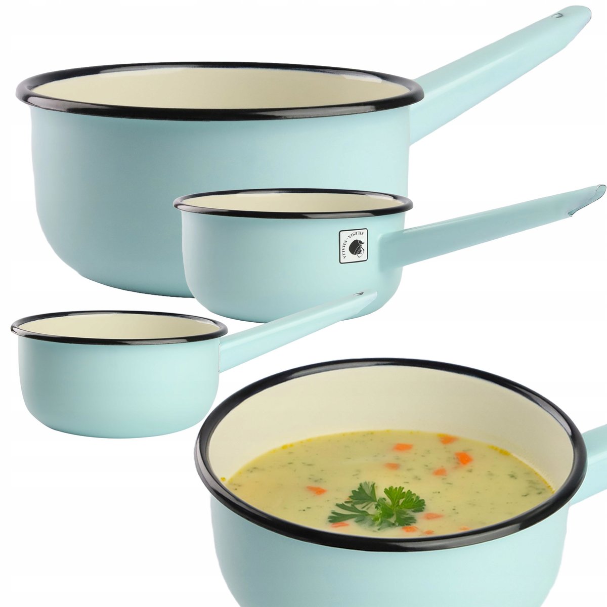 Rondel 1,5L Emaliowany Gładki Turkusowy Garnek Rondelek Tradycyjny - Silesia Emalia | Sklep ...