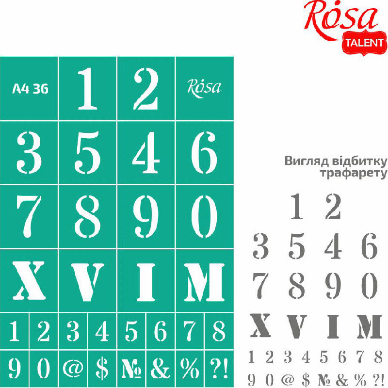 ROSA TALENT SZABLON SAMOPRZYLEPNY WIELOKROTNEGO UŻYTKU, NR 36, A4 (21X29.7 CM) - LICZBY - Rosa ...