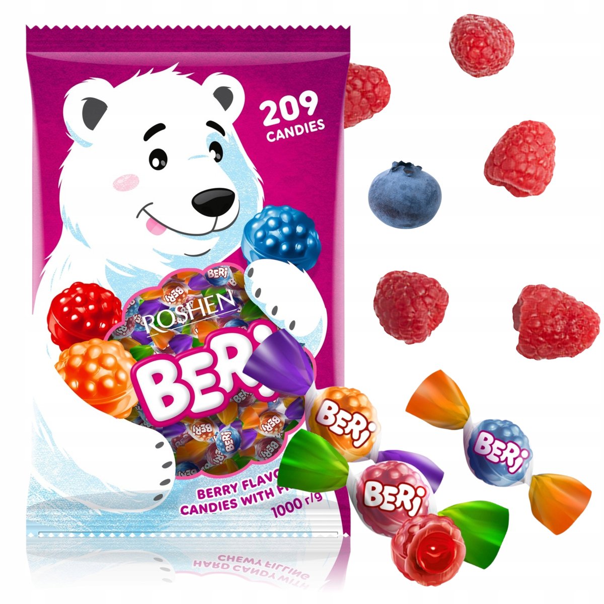 Roshen Cukierki Beri Karmelki Twarde Nadziewane Owocowe Mix 1000 g ...