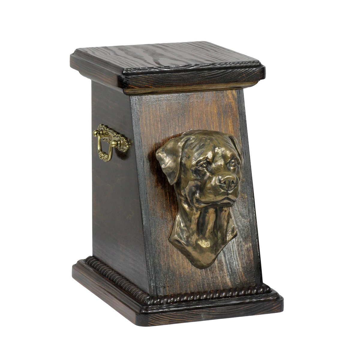 Rottweiler - urna na prochy psa, elegancka urna ze statuetką ...