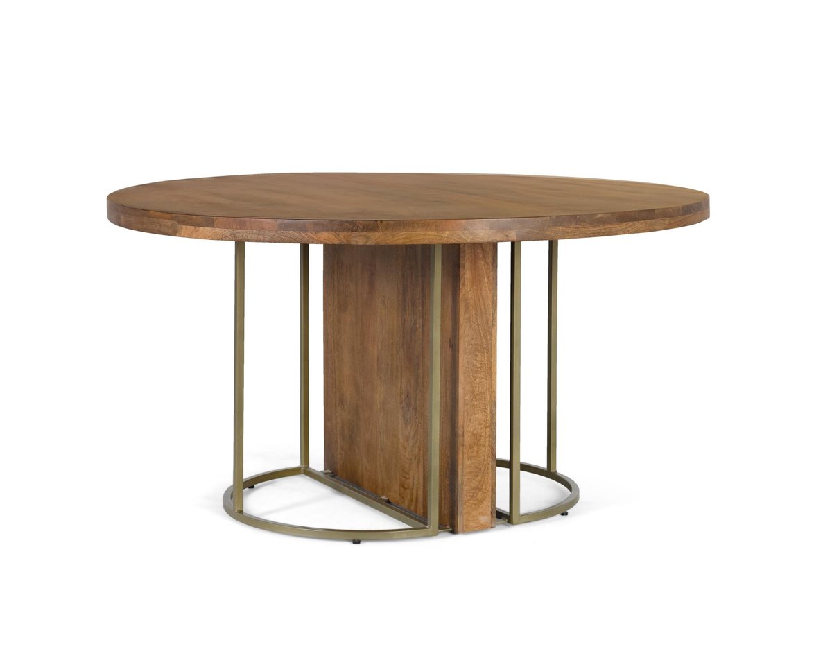 Round dining table made of solid mango wood 150 cm - giner and colomer ...