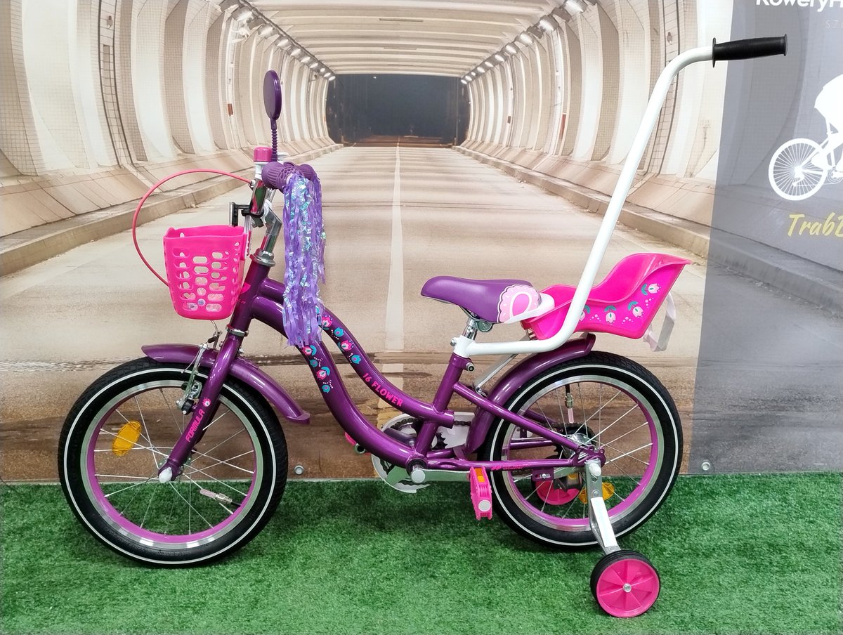 Rower dziecięcy Formula FLOWER PREMIUM koło 16 " fioletowy + prowadnik ...
