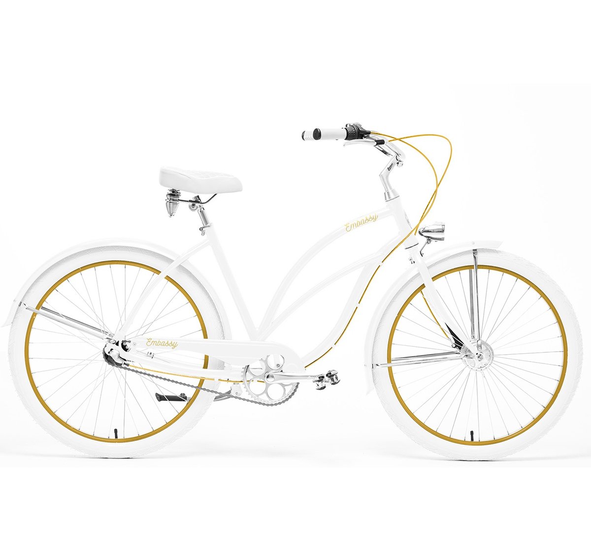 Rower miejski damski z bagażnikiem Embassy 26 cali biały - Embassy ...