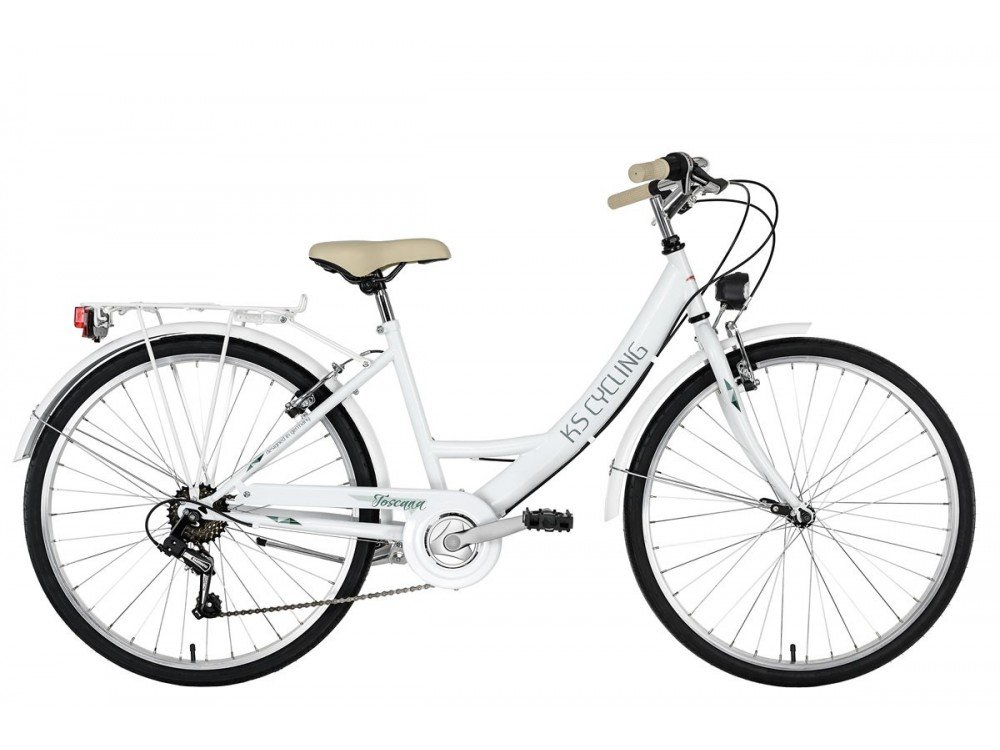 Rower miejski damski z bagażnikiem KS Cycling 26 cali biały - KS ...