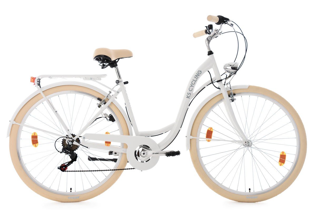 Rower miejski damski z bagażnikiem KS Cycling 28 cali biały - KS ...
