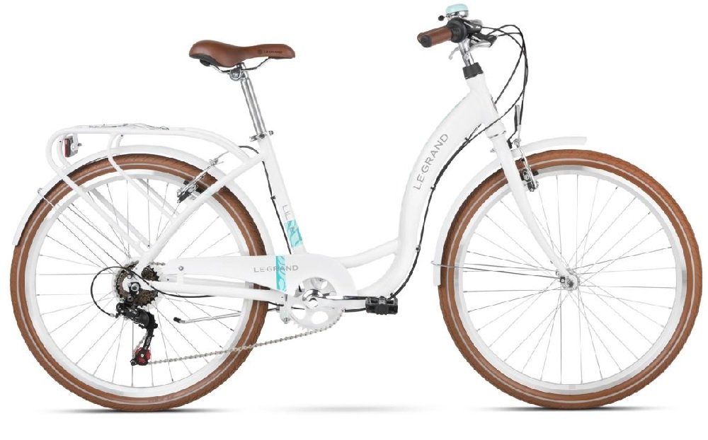 Rower miejski damski z bagażnikiem Le Grand 26 cali biały - Le Grand ...