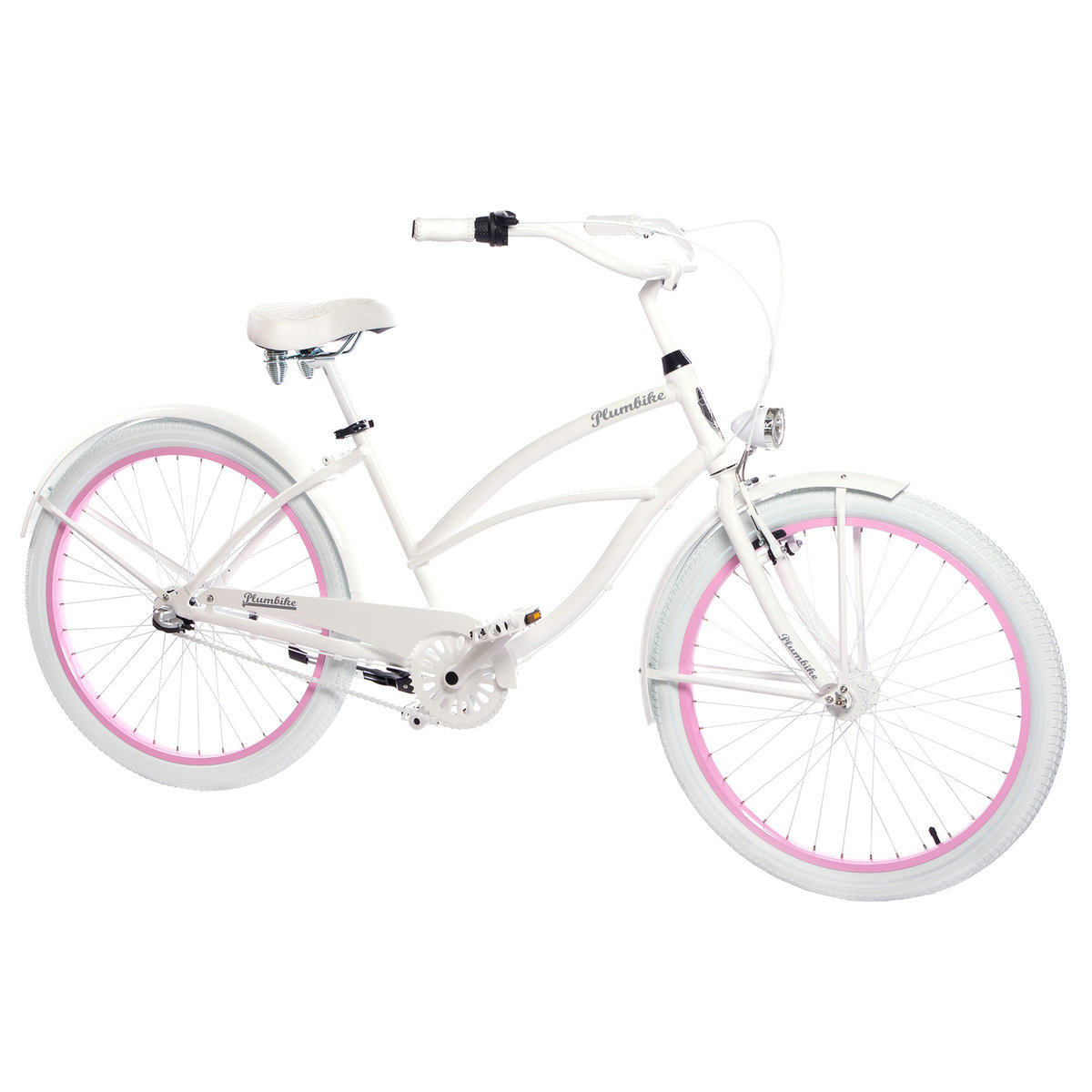 Rower miejski damski z bagażnikiem PlumBike 26 cali biały - PlumBike ...