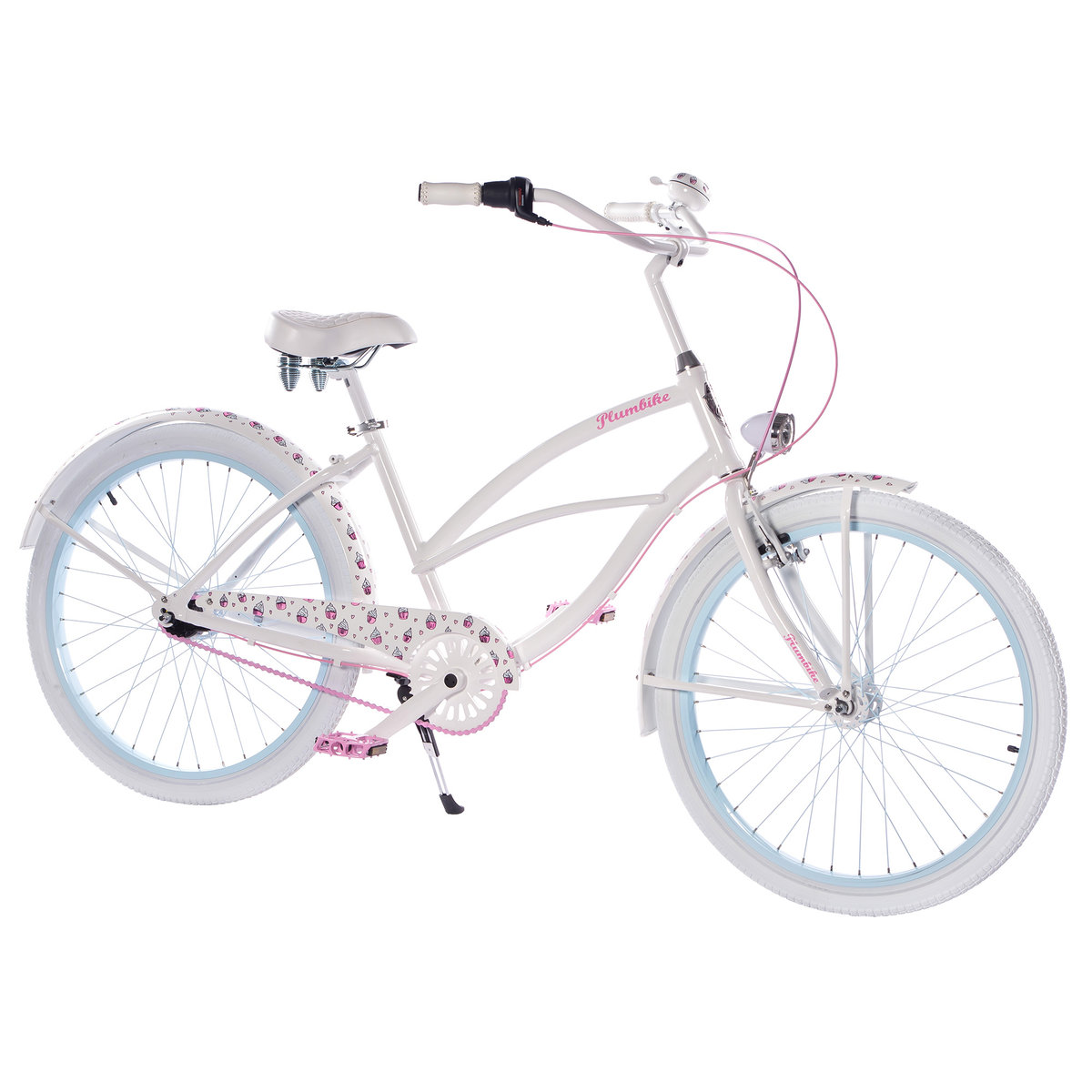 Rower miejski damski z bagażnikiem PlumBike 26 cali biały - PlumBike ...