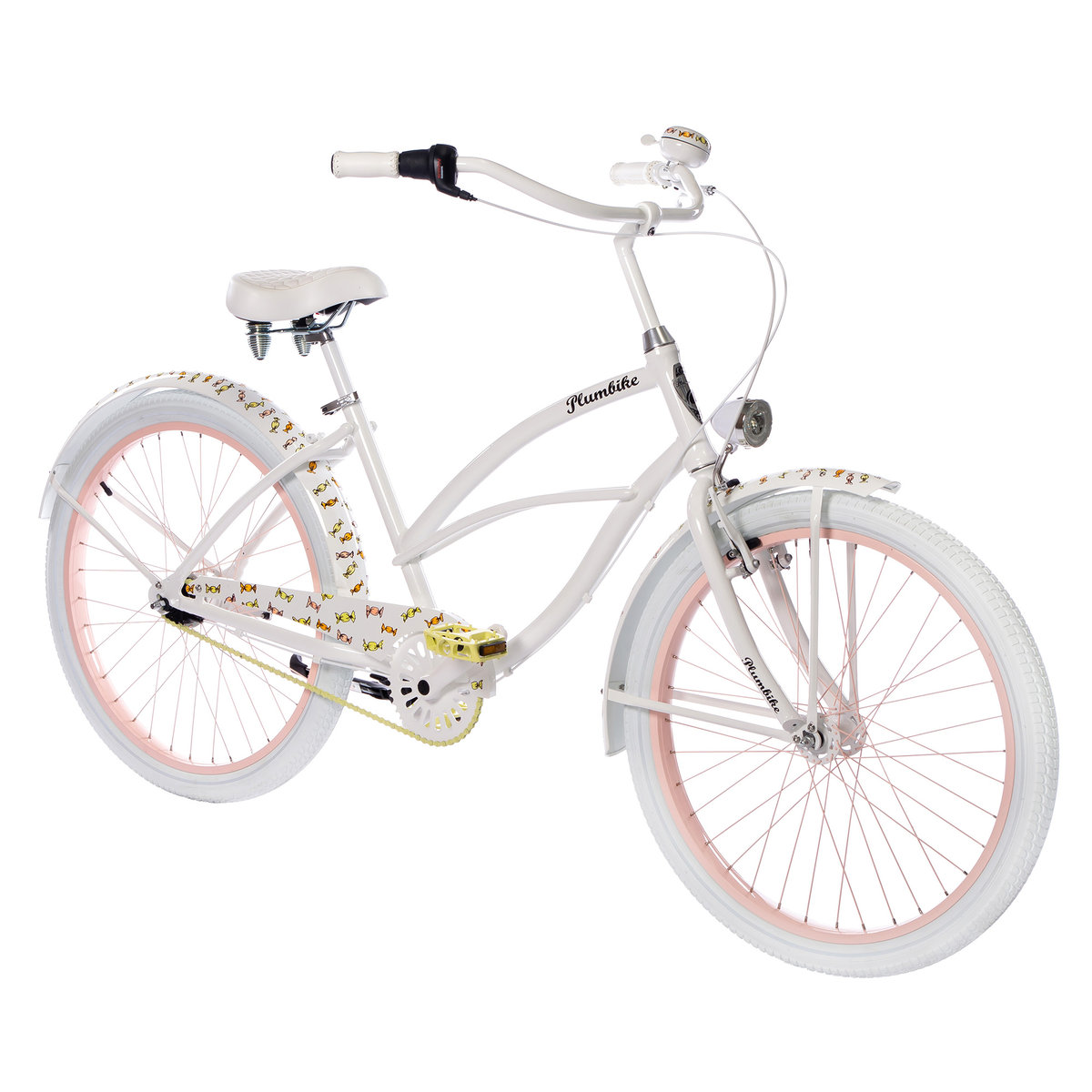 Rower miejski damski z bagażnikiem PlumBike 26 cali biały - PlumBike ...